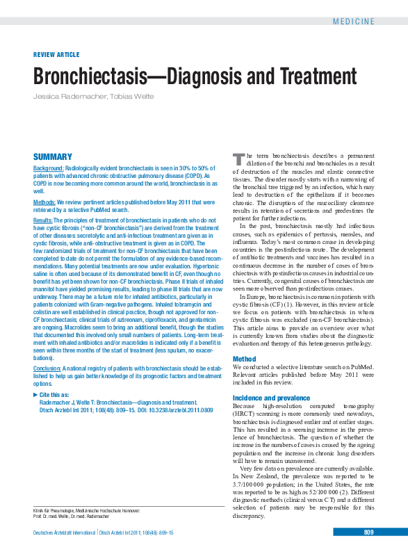 (PDF) Bronchiectasis--diagnosis and treatment
