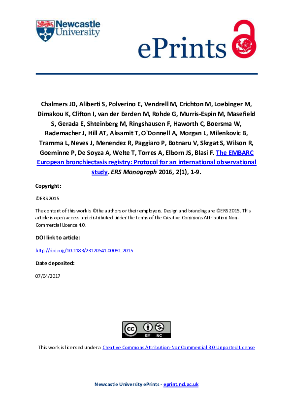 (PDF) The EMBARC European Bronchiectasis Registry: protocol for an ...
