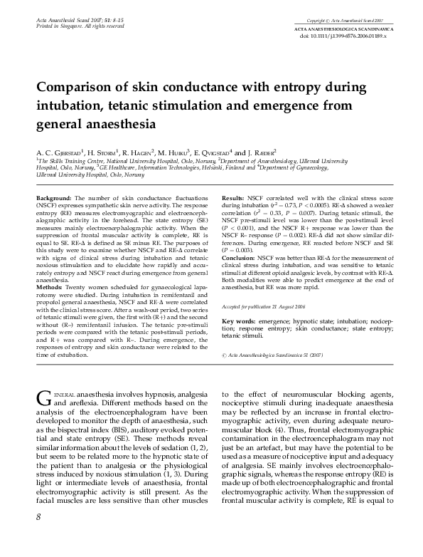 (PDF) Comparison of skin conductance with entropy during intubation ...