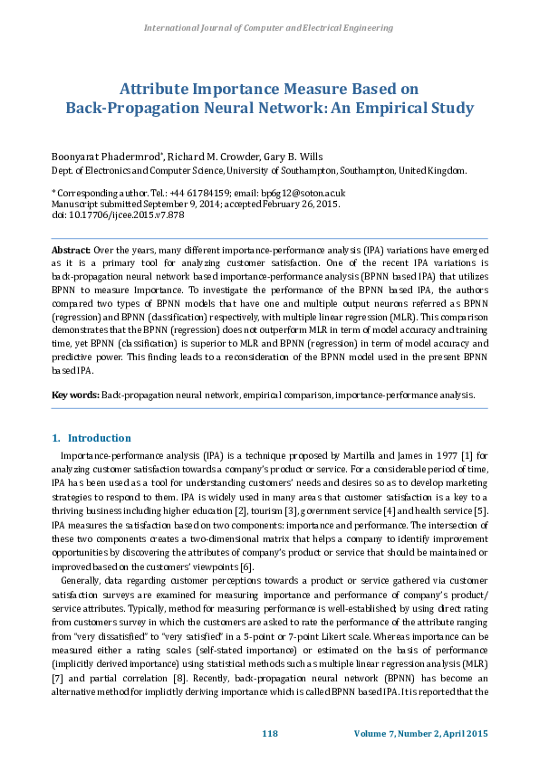 (PDF) Attribute Importance Measure Based on Back-Propagation Neural ...