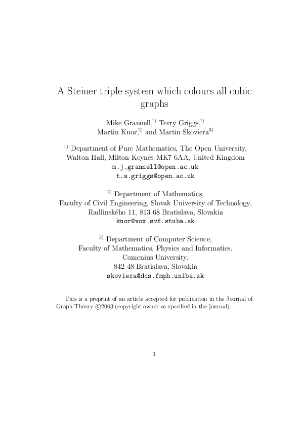 (PDF) A Steiner triple system which colors all cubic graphs