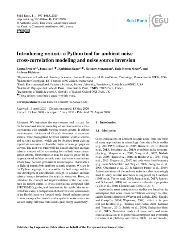 Pdf Introducing Noisi A Python Tool For Ambient Noise Cross Correlation Modeling And Noise