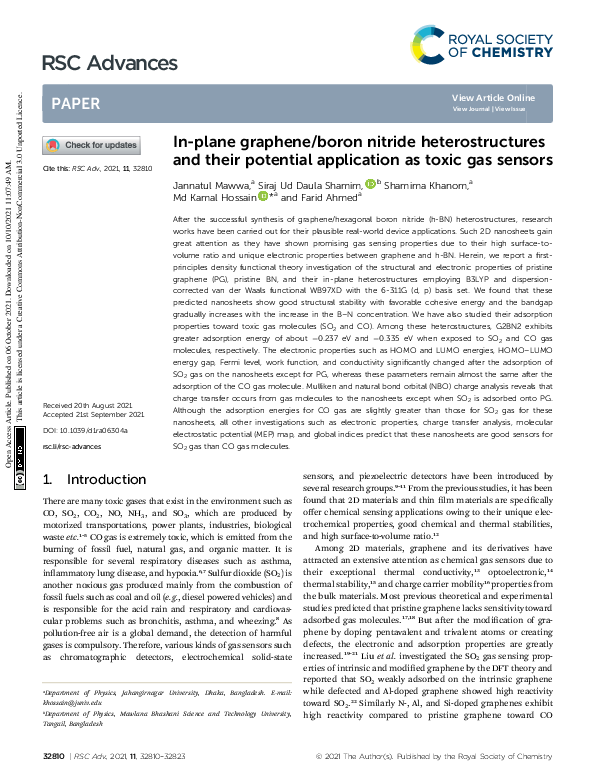 (PDF) In-plane graphene/boron nitride heterostructures and their potential application as toxic ...