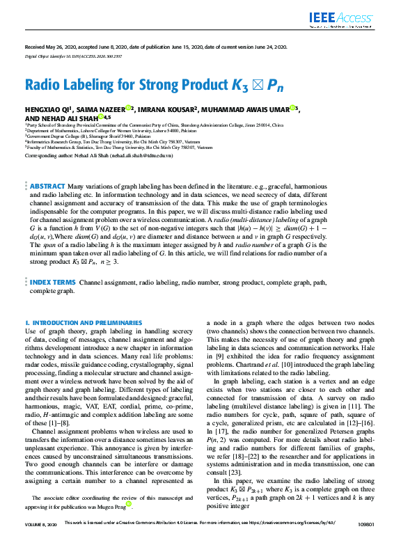 (PDF) Radio Labeling for Strong Product K3 ⊠ Pn