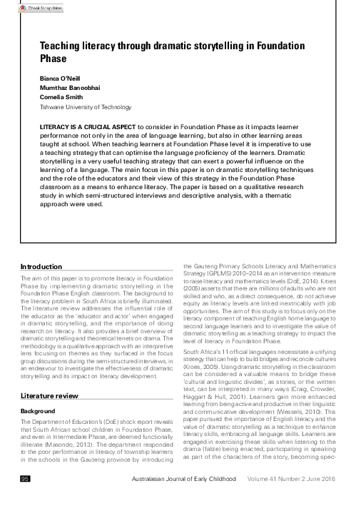 (PDF) Teaching Literacy through Dramatic Storytelling in Foundation Phase