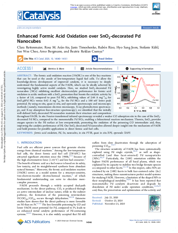 (PDF) Enhanced Formic Acid Oxidation over SnO2-decorated Pd Nanocubes