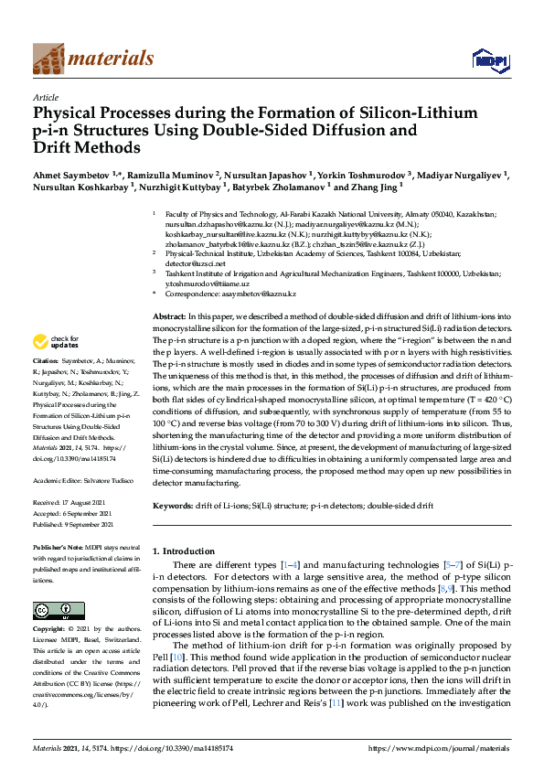 (PDF) Physical Processes during the Formation of Silicon-Lithium p-i-n ...