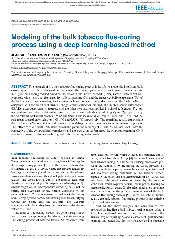 (PDF) Modeling of the bulk tobacco flue-curing process using a deep ...