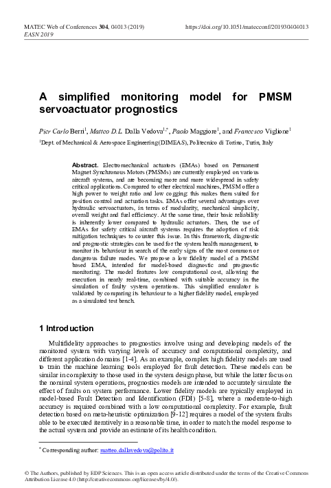 (PDF) A simplified monitoring model for PMSM servoactuator prognostics