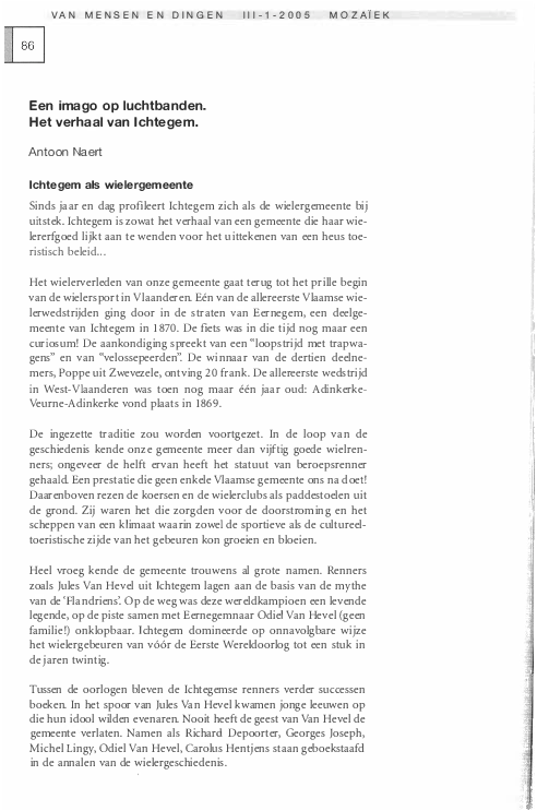 (PDF) Een imago op luchtbanden. Het verhaal van Ichtegem | Antoon Naert ...