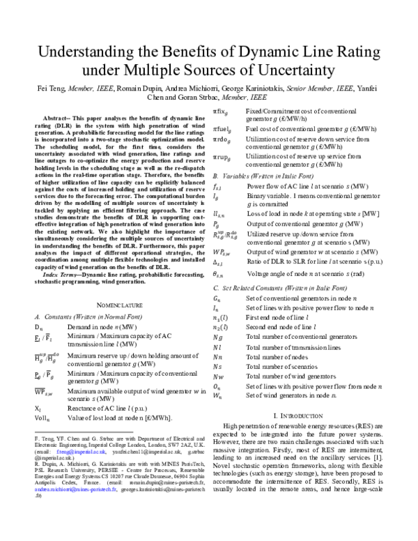 (PDF) Understanding the Benefits of Dynamic Line Rating Under Multiple ...