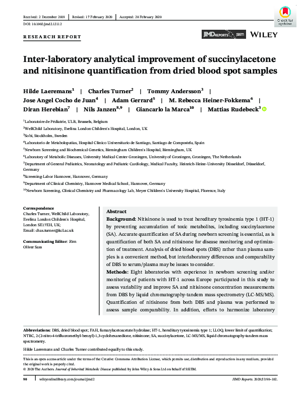 (PDF) Inter-laboratory analytical improvement of succinylacetone and ...