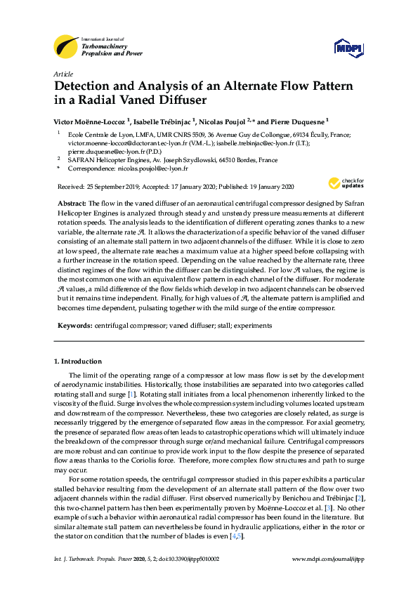 Pdf Detection And Analysis Of An Alternate Flow Pattern In A Radial Vaned Diffuser Victor