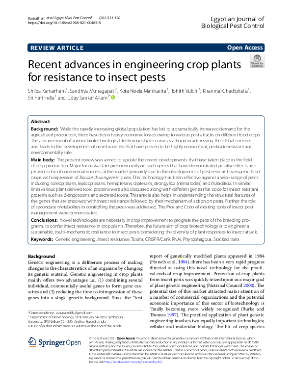 (PDF) Recent advances in engineering crop plants for resistance to ...
