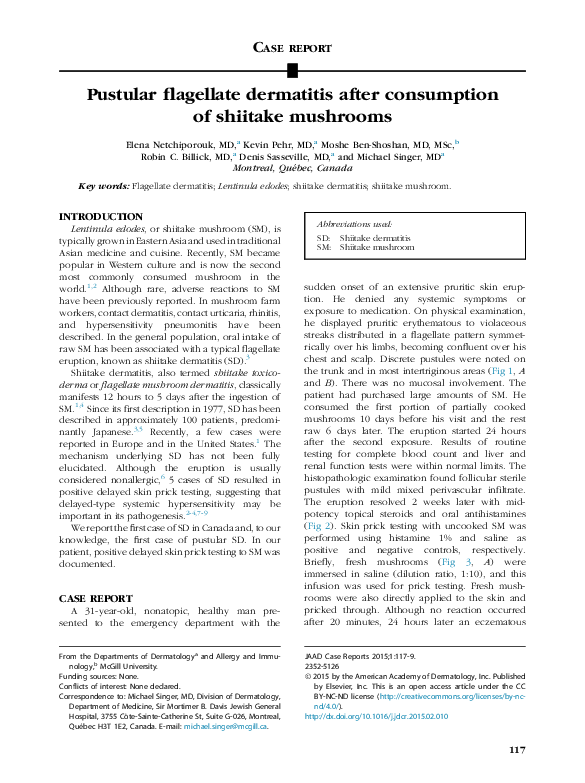 (PDF) Pustular flagellate dermatitis after consumption of shiitake ...