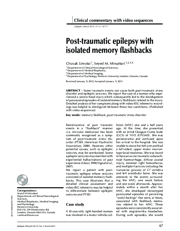 (PDF) Post-traumatic epilepsy with isolated memory flashbacks