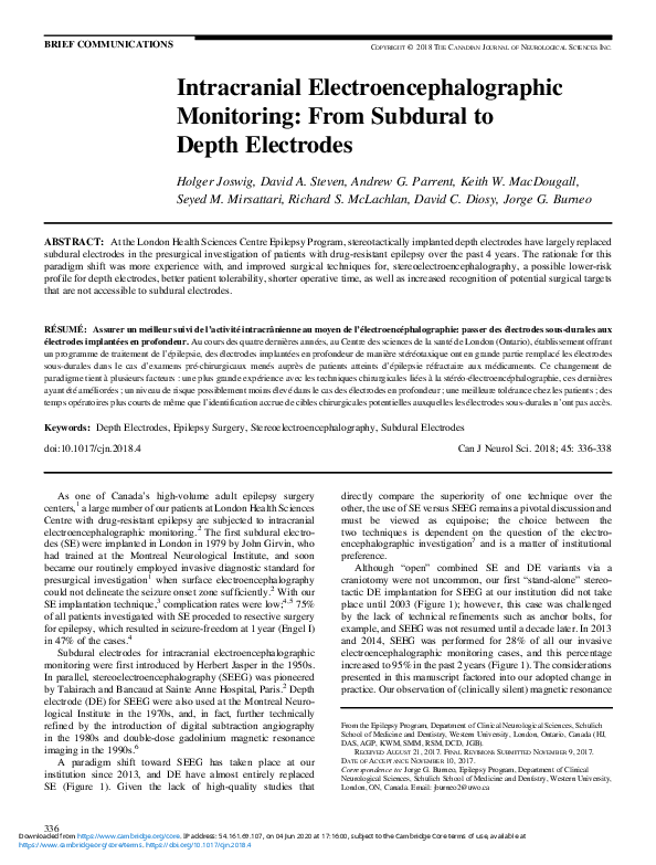 (PDF) Intracranial Electroencephalographic Monitoring: From Subdural to ...