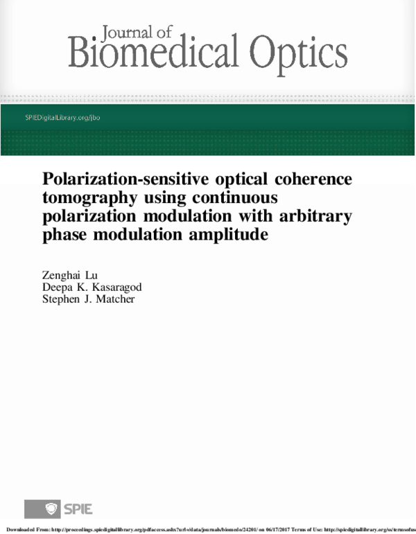 (PDF) Polarization-sensitive optical coherence tomography using ...
