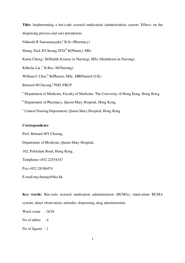 (PDF) Implementing a bar-code assisted medication administration system ...