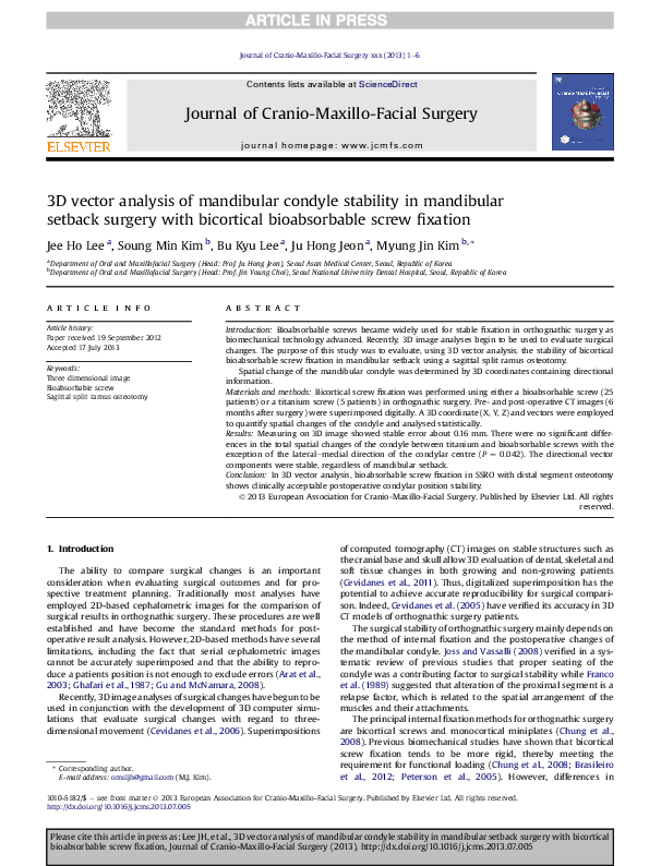 (PDF) 3D vector analysis of mandibular condyle stability in mandibular ...
