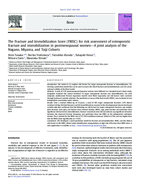 (PDF) The Fracture and Immobilization Score (FRISC) for risk assessment ...