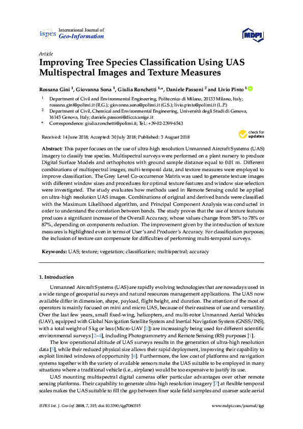 (PDF) Improving Tree Species Classification Using UAS Multispectral ...