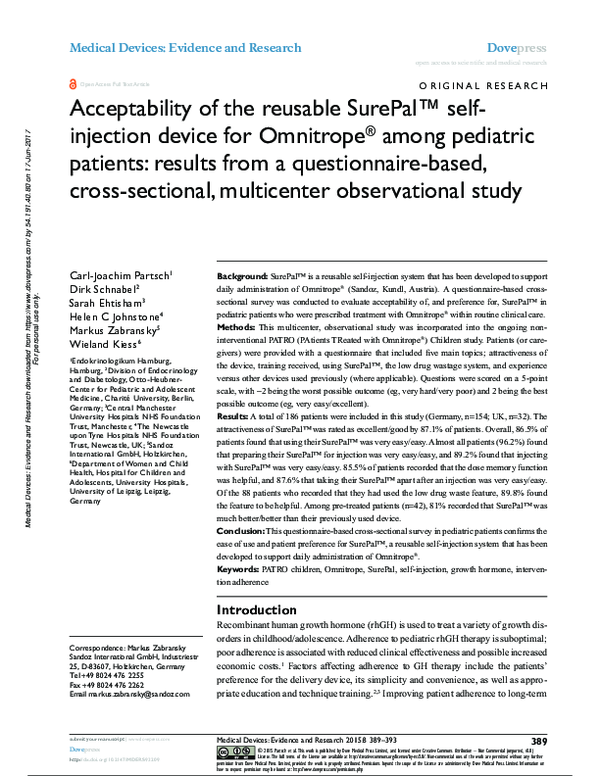 (PDF) Acceptability of the reusable SurePal™ self-injection device for ...