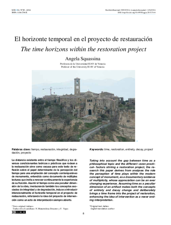 (PDF) El horizonte temporal en el proyecto de restauración