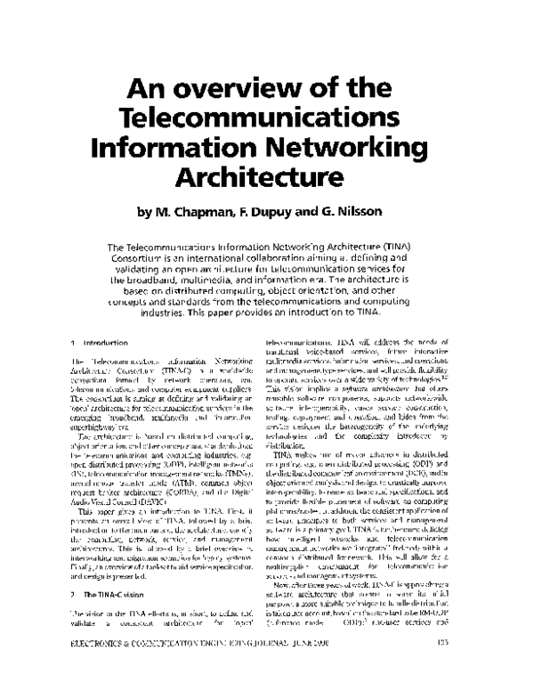 (PDF) An Overview of the Telecommunications Information Networking ...