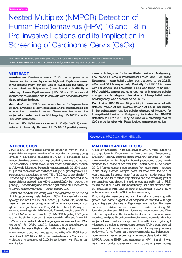 (PDF) Nested Multiplex (NMPCR) Detection of Human Papillomavirus (HPV ...