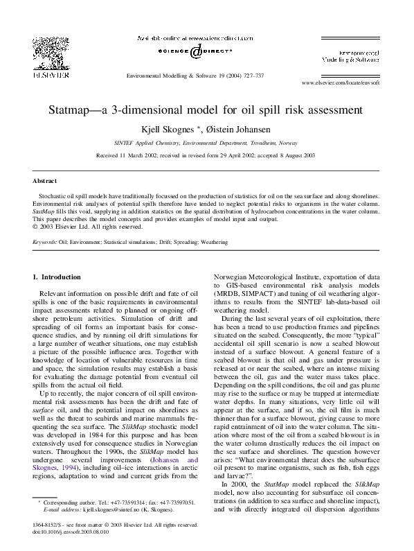 (PDF) Statmap—a 3-dimensional model for oil spill risk assessment