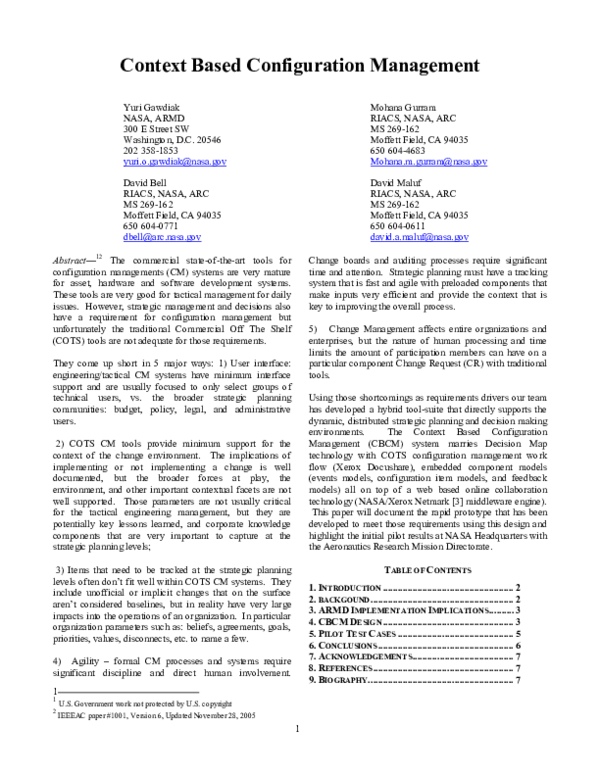 (PDF) Context Based Configuration Management
