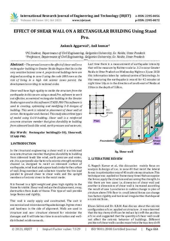 (PDF) IRJET- EFFECT OF SHEAR WALL ON A RECTANGULAR BUILDING Using Staad Pro