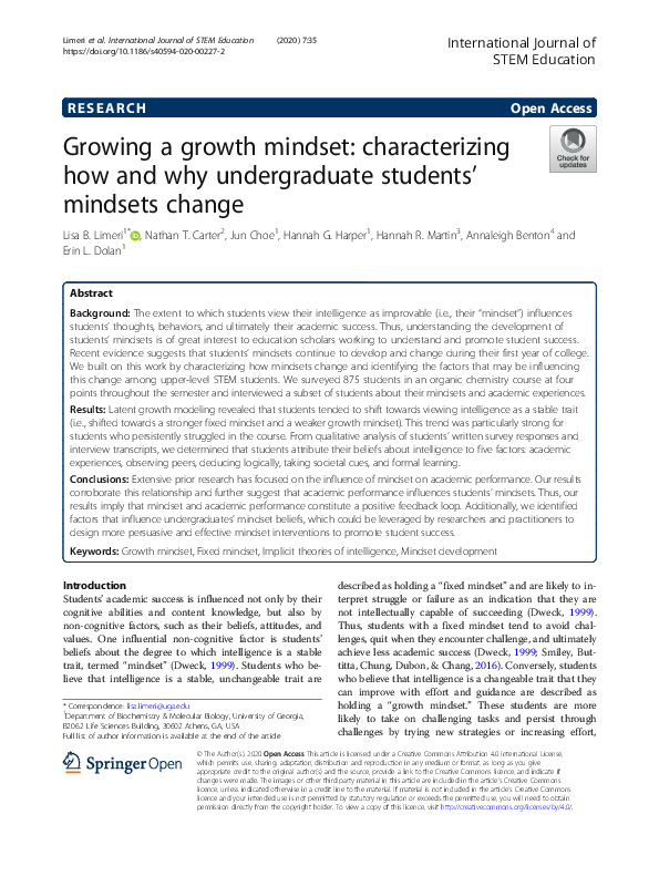 (PDF) Growing a growth mindset: characterizing how and why ...