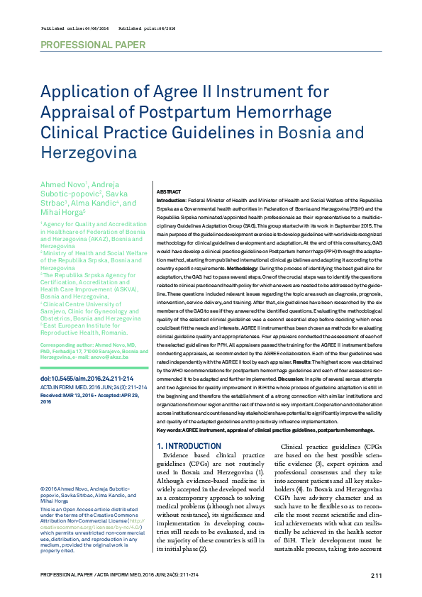 (PDF) Application of Agree II Instrument for Appraisal of Postpartum ...