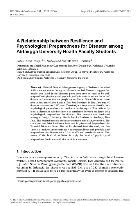 (PDF) A Relationship between Resilience and Psychological Preparedness ...
