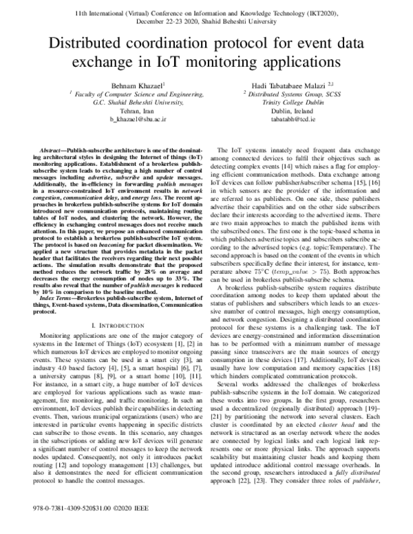 (PDF) Distributed coordination protocol for event data exchange in IoT ...