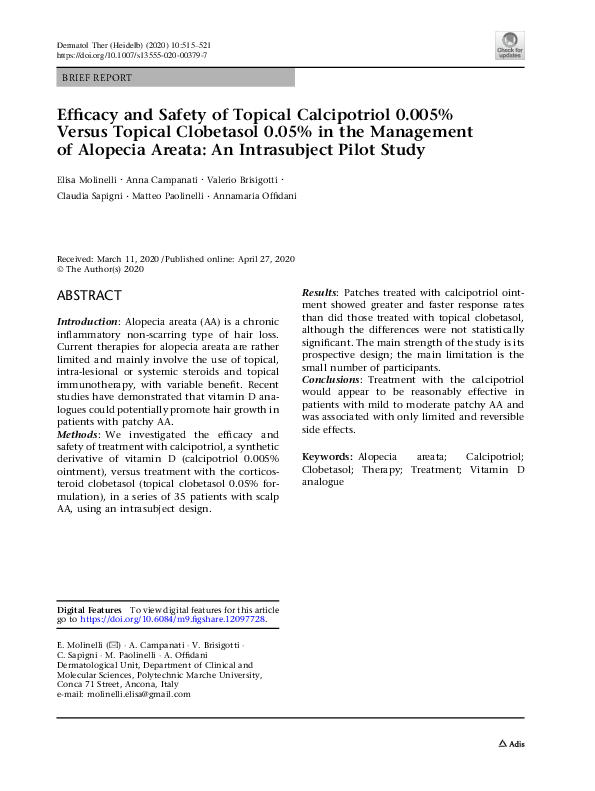(PDF) Efficacy and Safety of Topical Calcipotriol 0.005% Versus Topical Clobetasol 0.05% in the ...
