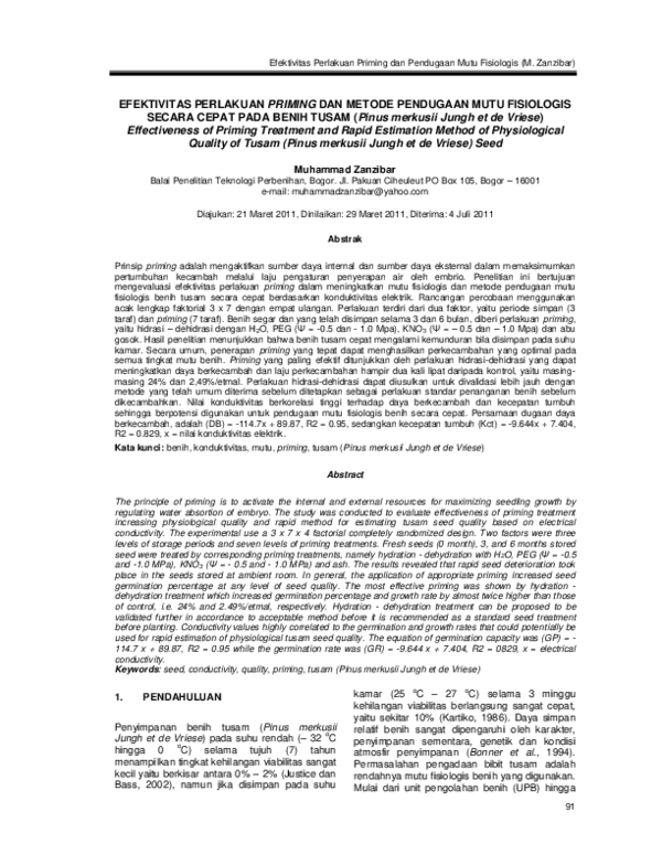 (PDF) EFEKTIVITAS PERLAKUAN PRIMING DAN METODE PENDUGAAN MUTU ...
