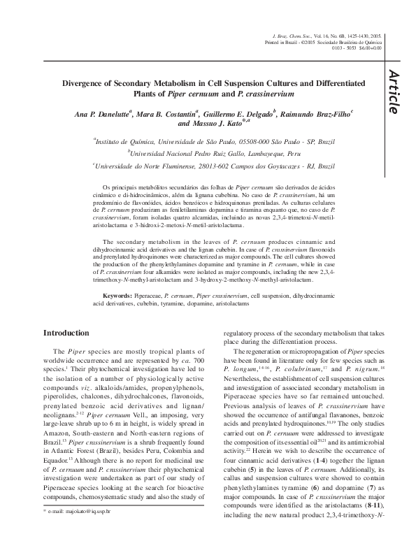 (PDF) Divergence of secondary metabolism in cell suspension cultures ...