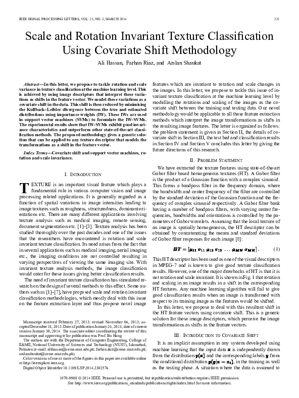 Scale And Rotation Invariant Texture Classification Using Covariate Shift Methodology