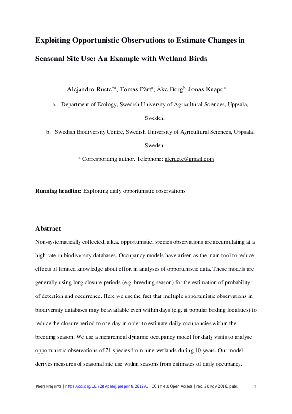 (PDF) Exploiting opportunistic observations to estimate changes in ...