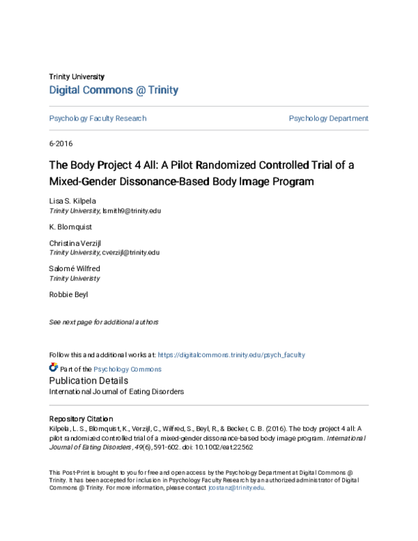 (PDF) The body project 4 all: A pilot randomized controlled trial of a ...