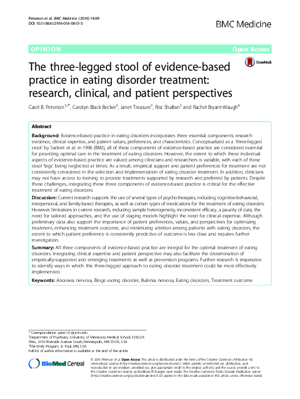 Pdf The Three Legged Stool Of Evidence Based Practice In Eating