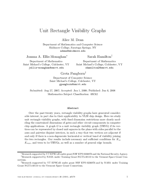 (PDF) Unit Rectangle Visibility Graphs