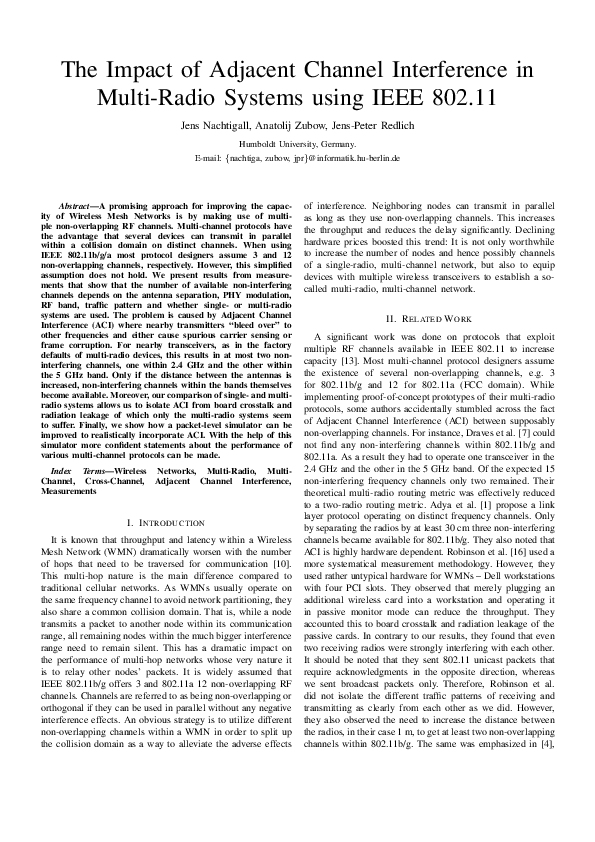 (PDF) The Impact of Adjacent Channel Interference in Multi-Radio ...