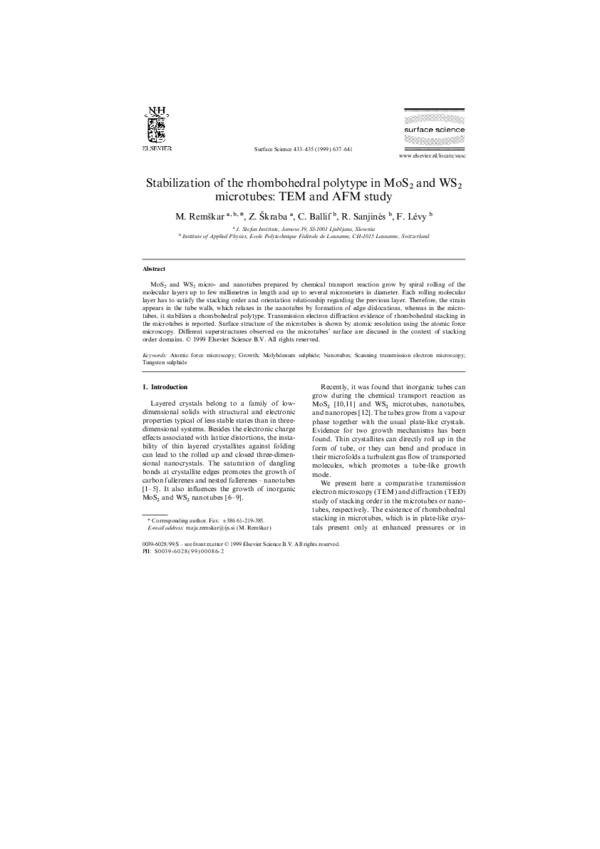 (PDF) Stabilization of the rhombohedral polytype in MoS2 and WS2 ...