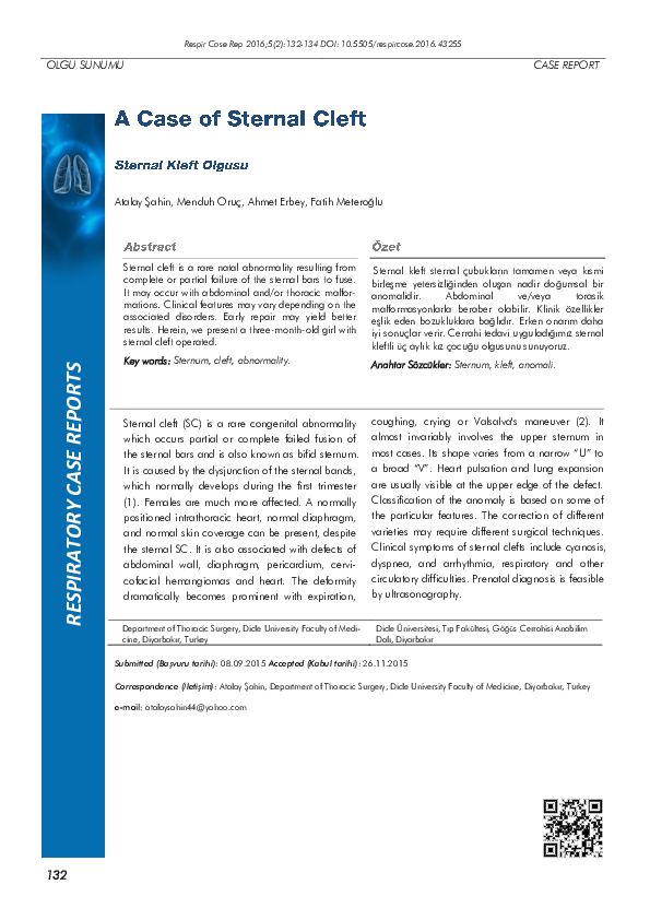 (PDF) A Case of Sternal Cleft