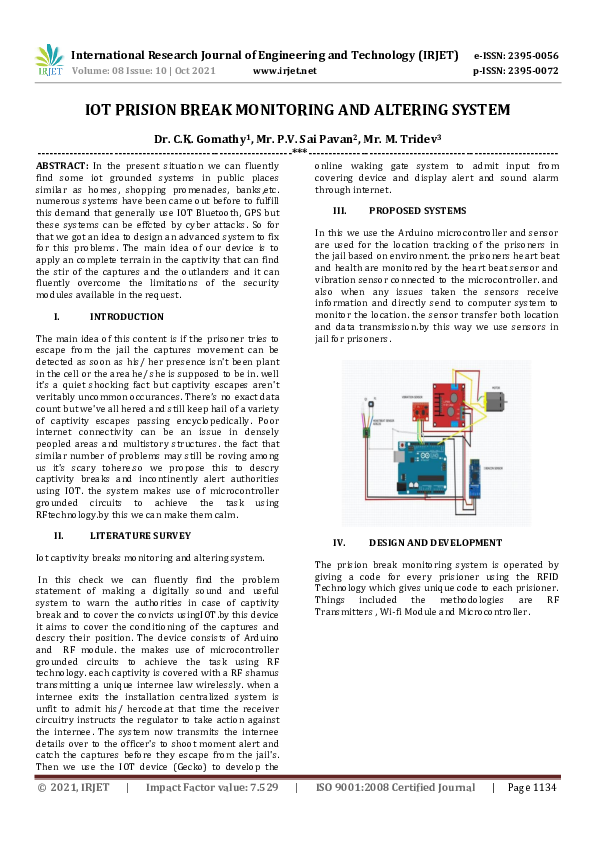 (PDF) IRJET- IOT PRISION BREAK MONITORING AND ALTERING SYSTEM