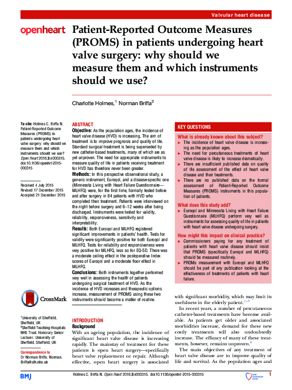 (PDF) Patient-Reported Outcome Measures (PROMS) in patients undergoing ...